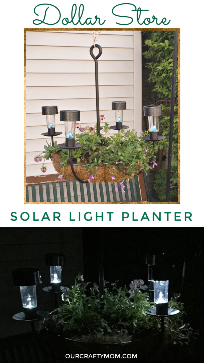 DIY Chandelier Garden Planter With Dollar Store Solar Lights