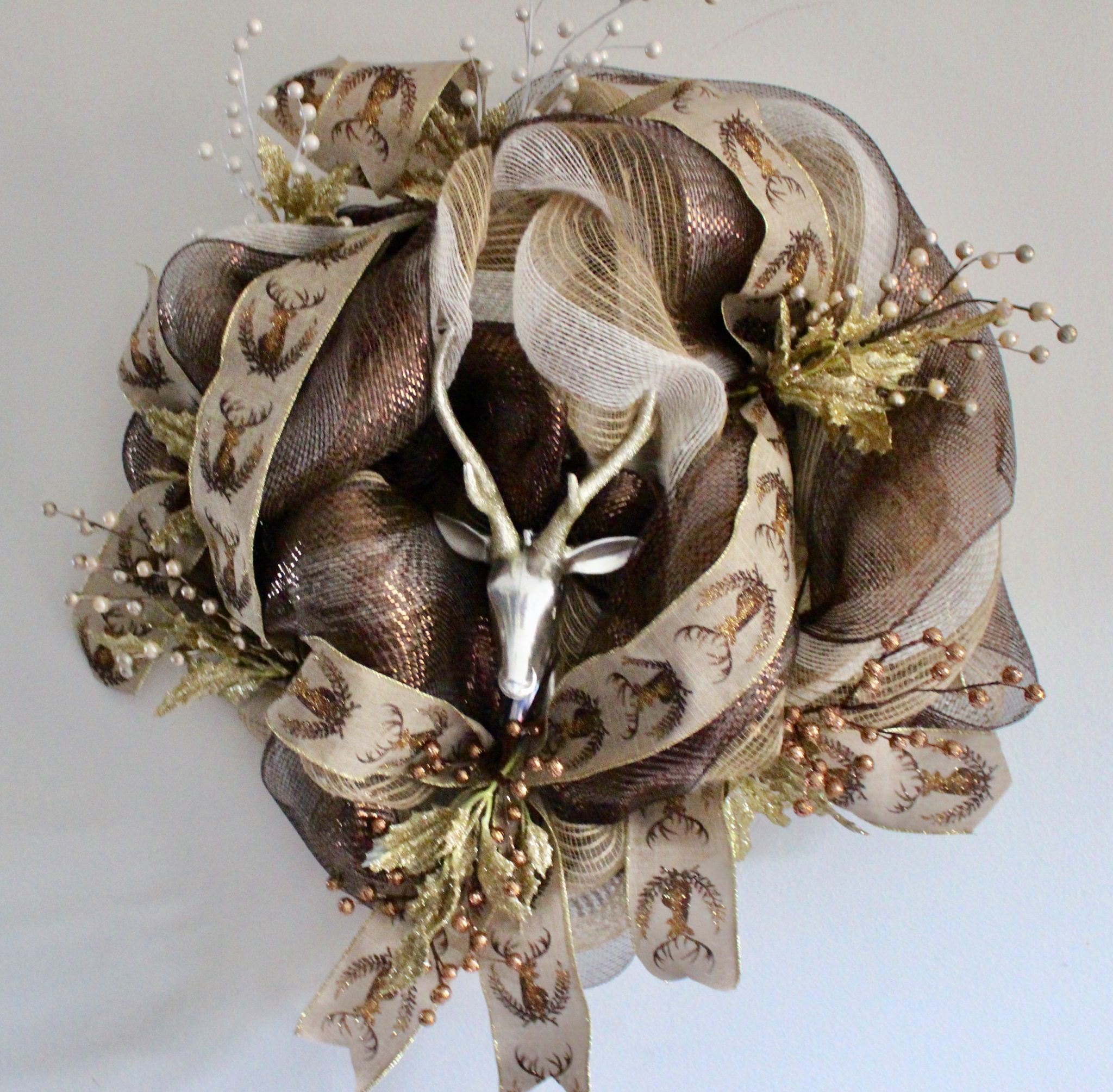 DIY Copper and Gold Deco Mesh Holiday Wreath Our Crafty Mom