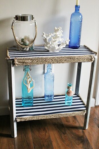 Nautical Striped Side Table Makeover Our Crafty Mom