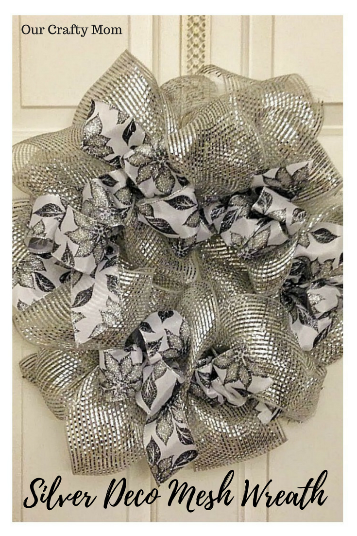 How To Make A Silver Deco Mesh Christmas Wreath-Our Crafty Mom