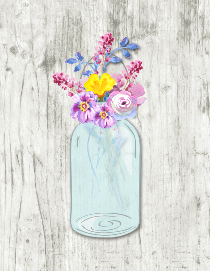 Free Printables - Beautiful Floral Watercolor Mason Jars