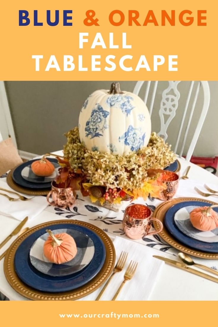 Beautiful Fall Tablescape Ideas In Blue And Orange