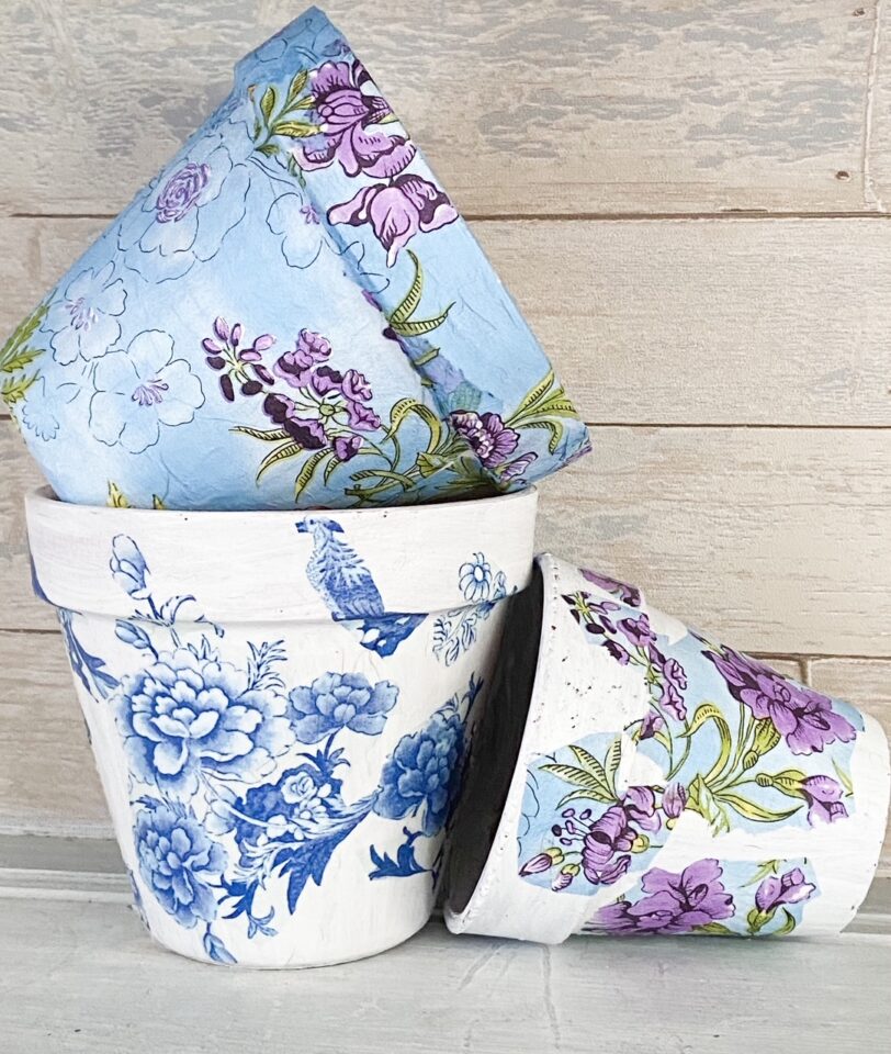 Beautiful DIY Fabric Covered Flower Pots From Dollar Tree