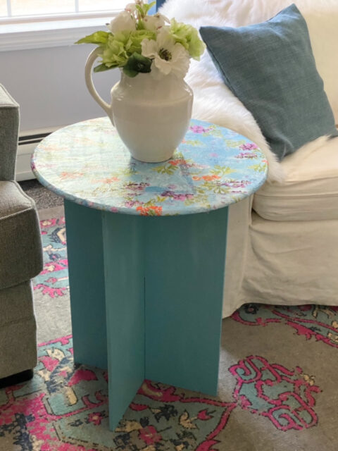 Beautiful DIY Round Side Table Makeover With Napkins