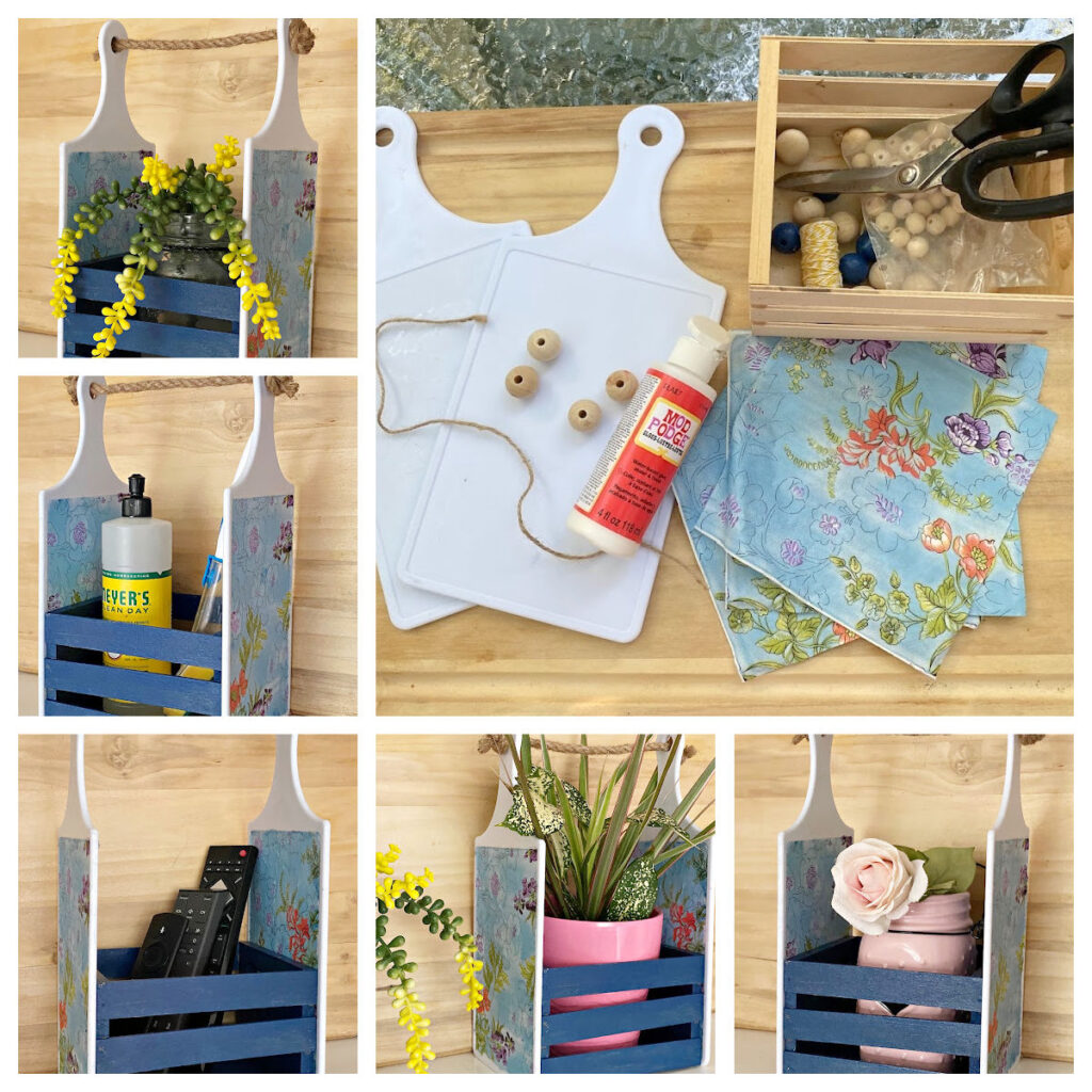 Adorable Farmhouse Caddy DIY - Dollar Tree Cutting Board Craft