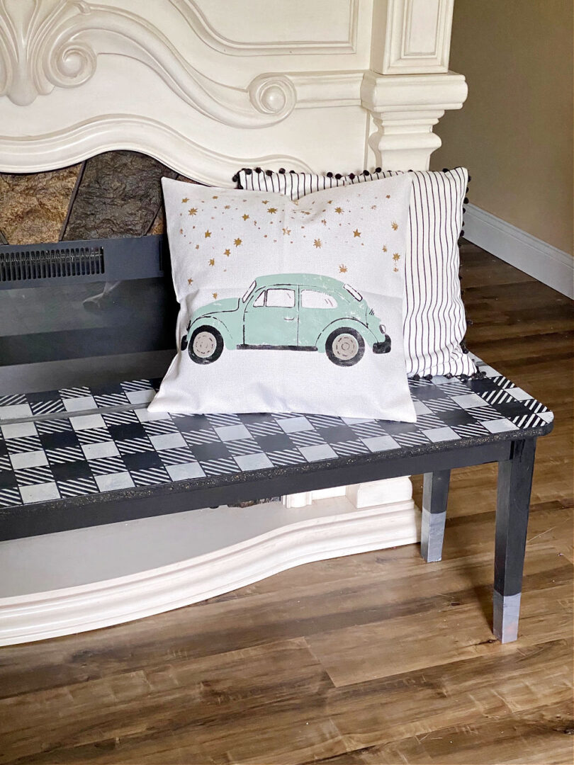 Beautiful Buffalo Check Bench Makeover $6 Thrift Store Find