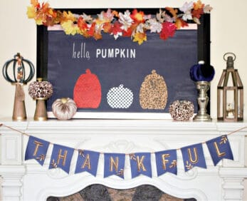 Fall Mantel Decor in Blue and Orange - Our Crafty Mom