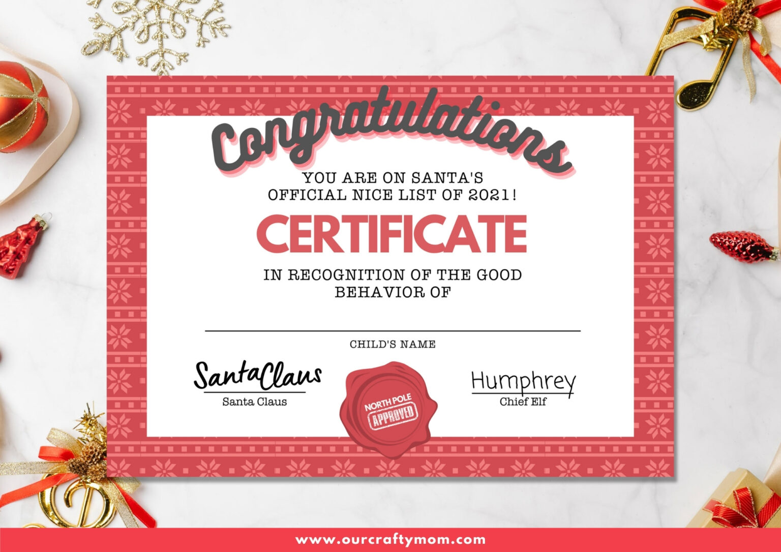 Santa’s Good Behavior Certificate Free Christmas Printable