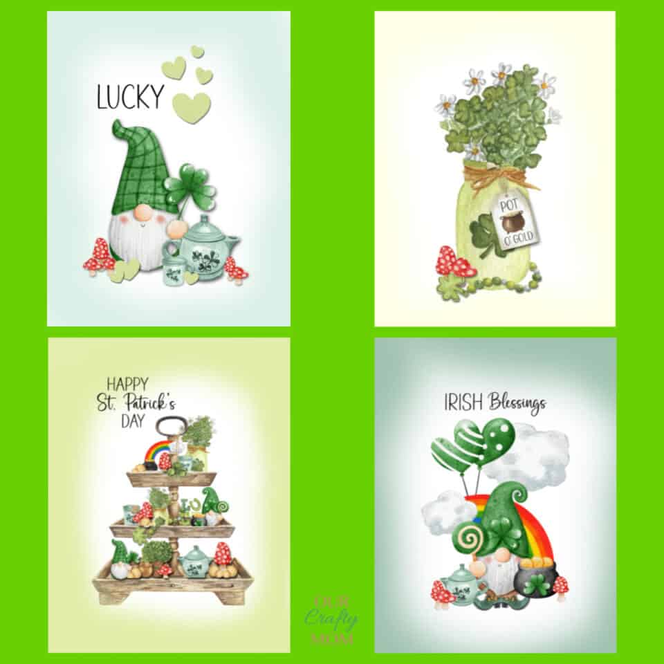 St Patrick's Day Printables - Set of 4 With Gnomes Free!