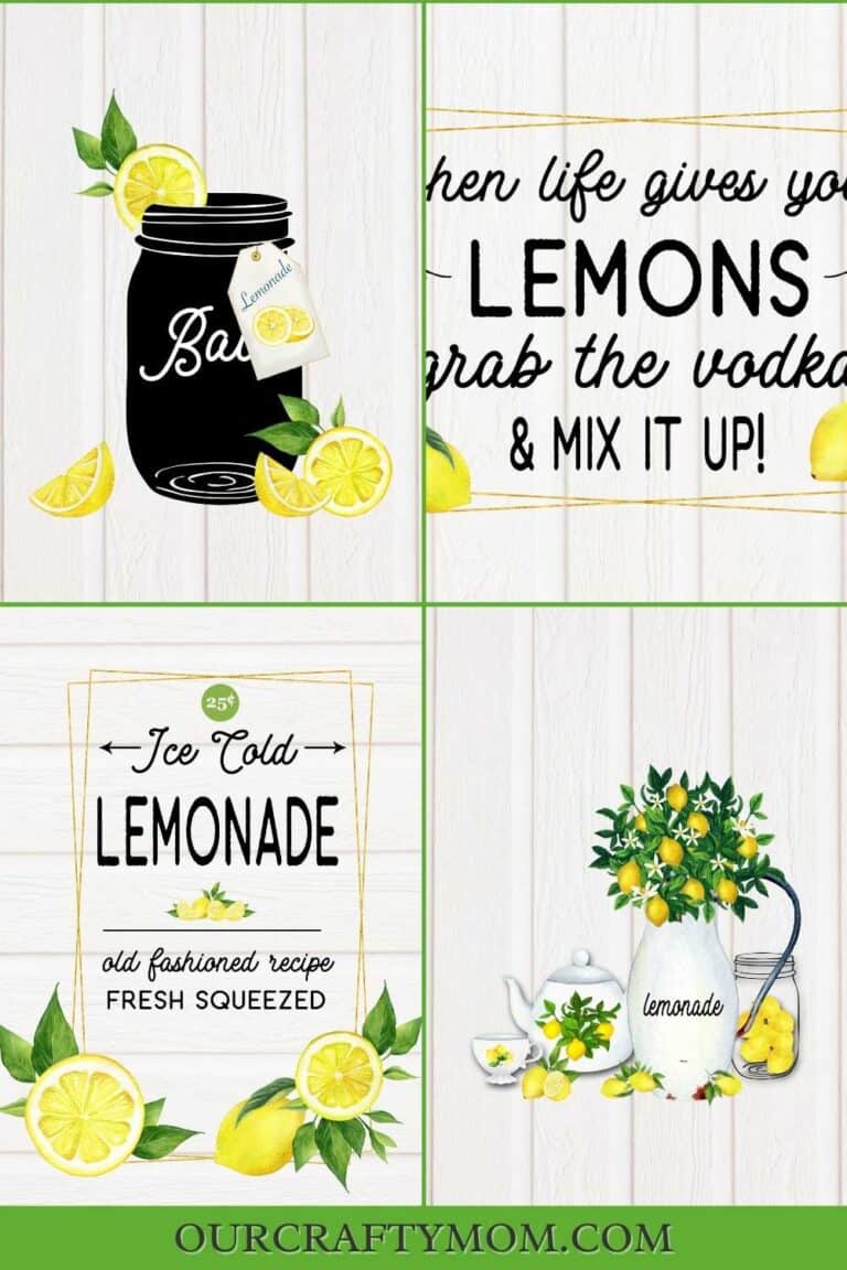 Set of 4 Free Lemon Printables with a Farmhouse Style