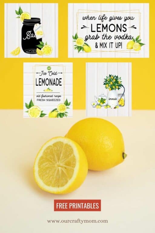Set of 4 Free Lemon Printables with a Farmhouse Style