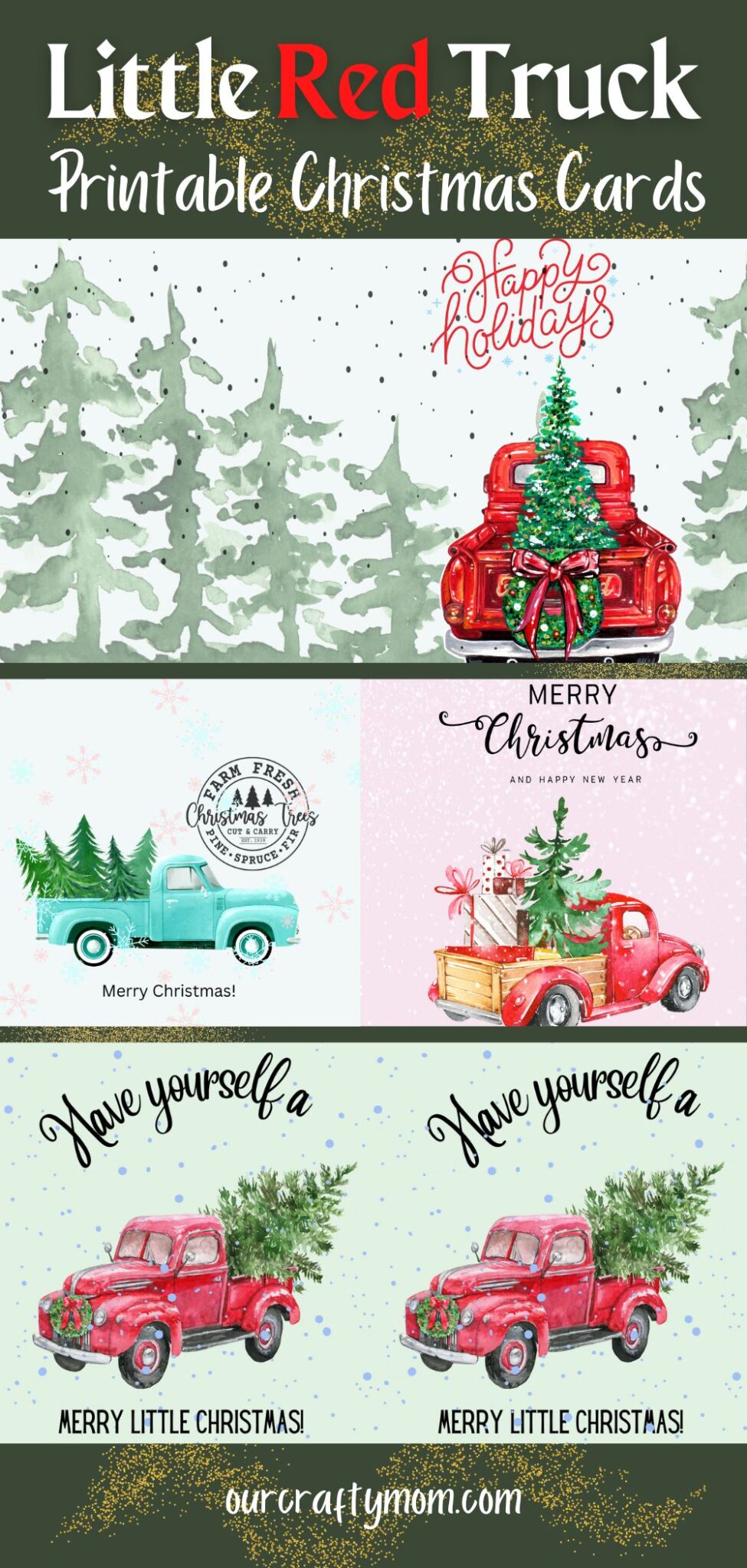 Download Your Free Set of Red Truck Christmas Cards