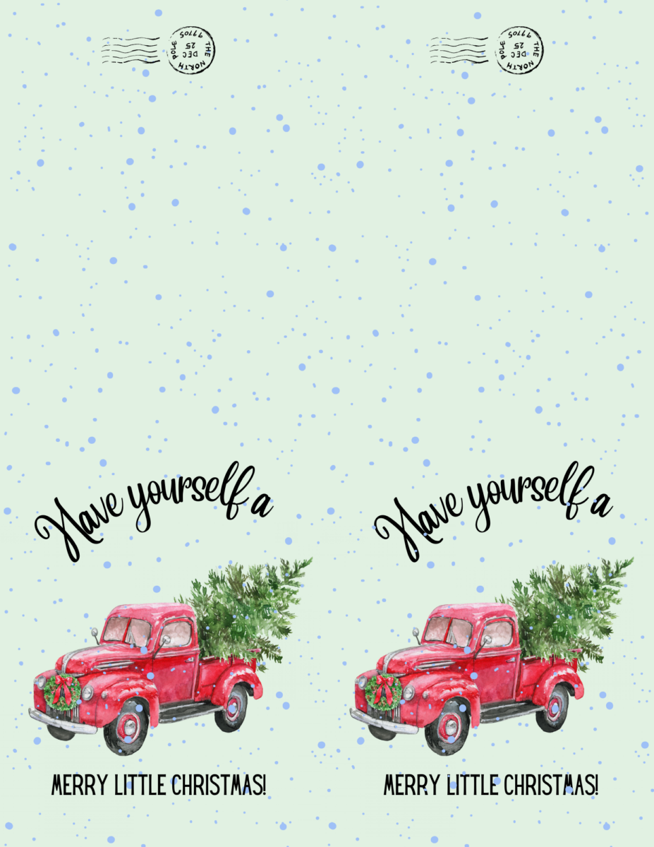Download Your Free Set of Red Truck Christmas Cards