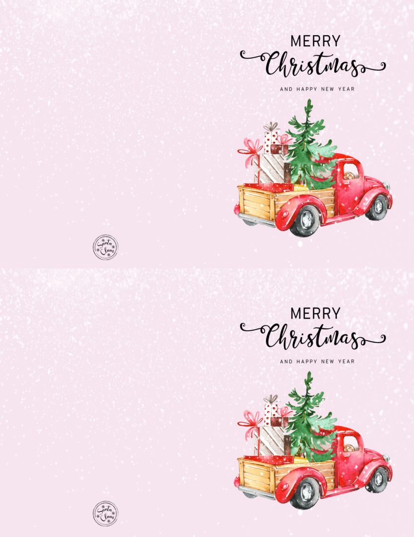 Download Your Free Set of Red Truck Christmas Cards