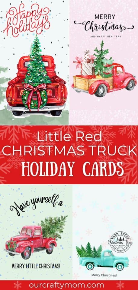 Download Your Free Set of Red Truck Christmas Cards