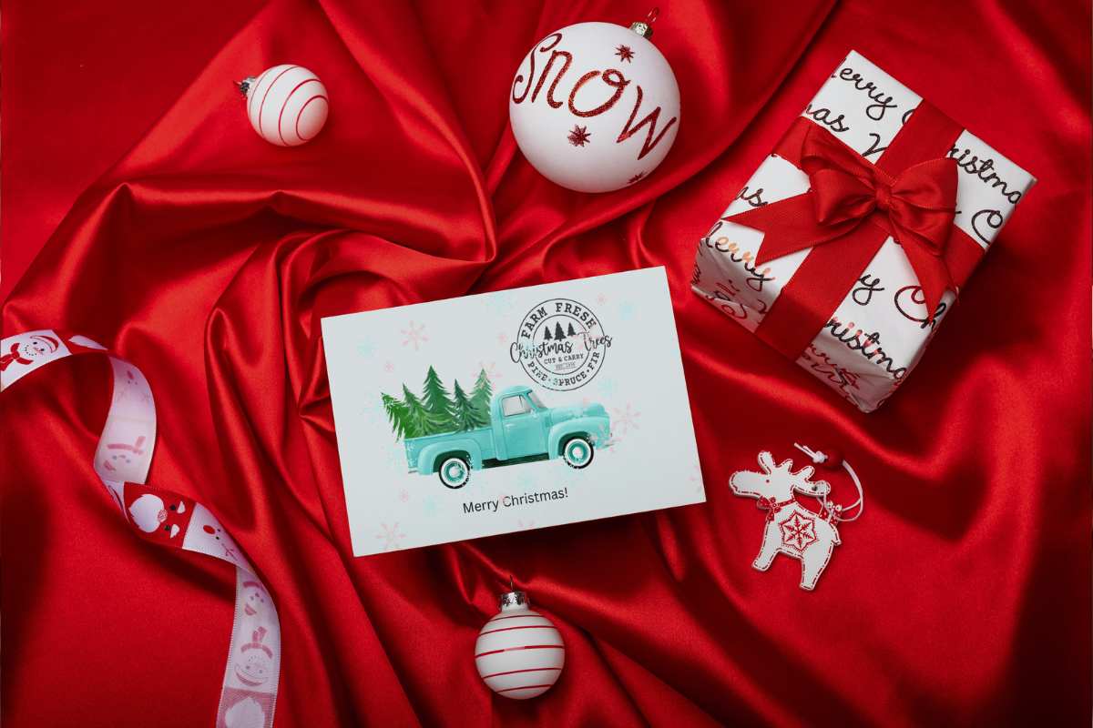 Download Your Free Set of Red Truck Christmas Cards