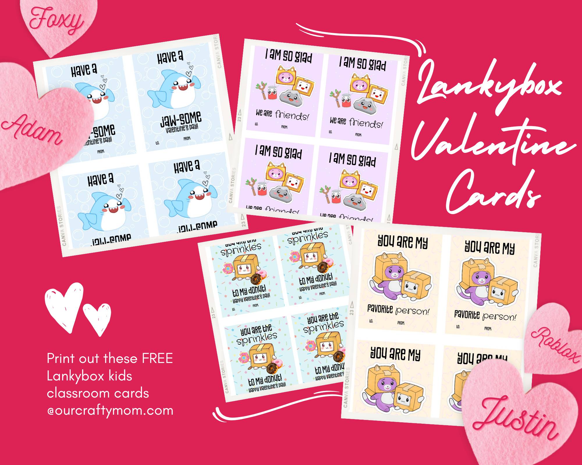 LankyBox Kids Valentines Cards (Free Printable Classroom Cards)