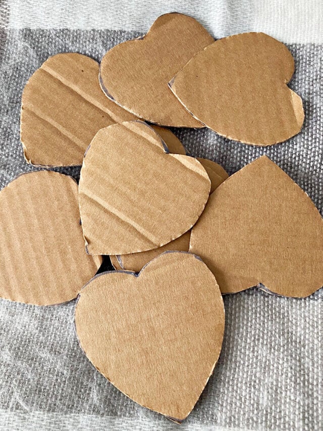 Yarn Wrapped Hearts From Cardboard - Our Crafty Mom