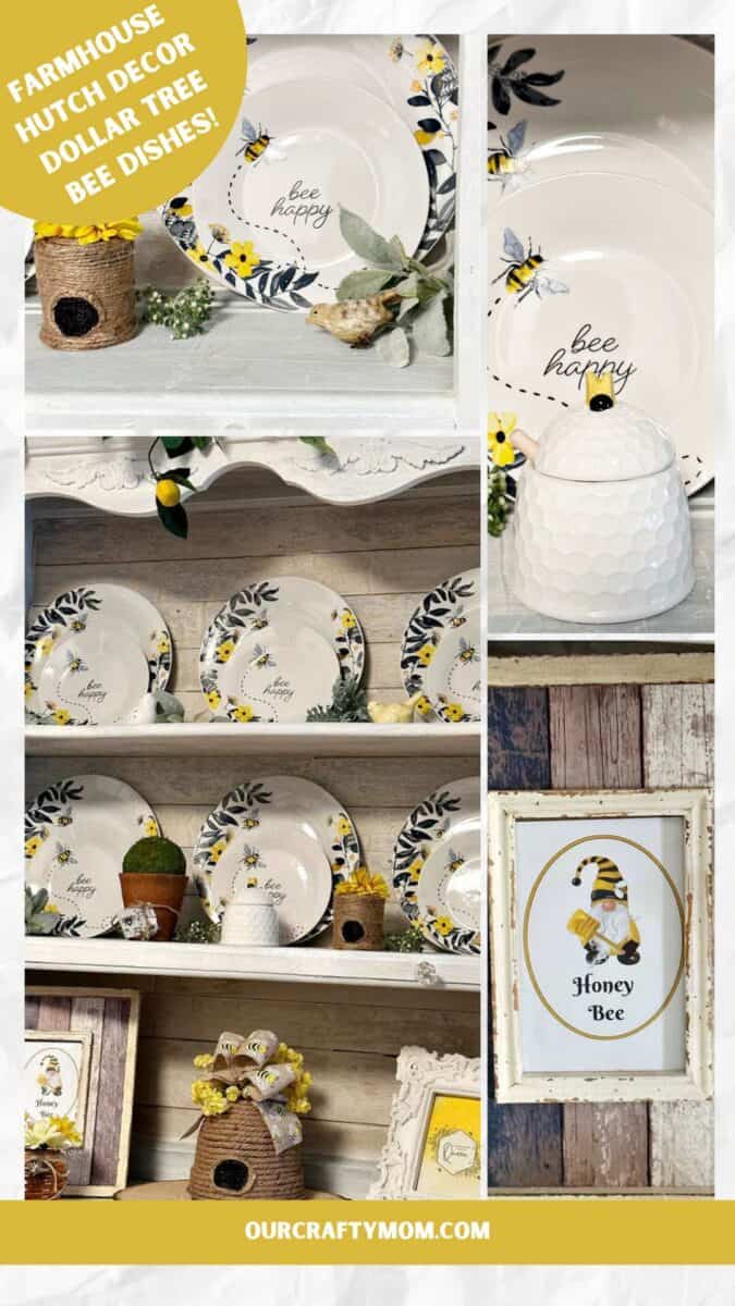 Beautiful Bumble Bee Home Decor On A Farmhouse Hutch