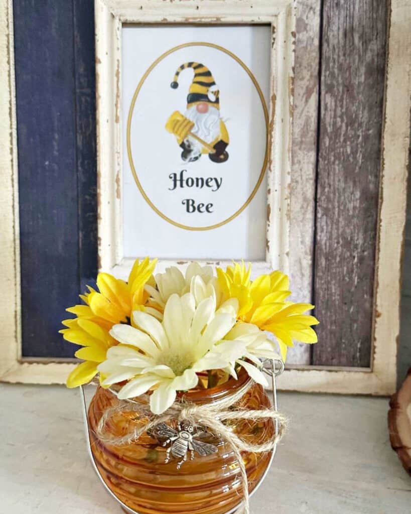 Beautiful Bumble Bee Home Decor On A Farmhouse Hutch