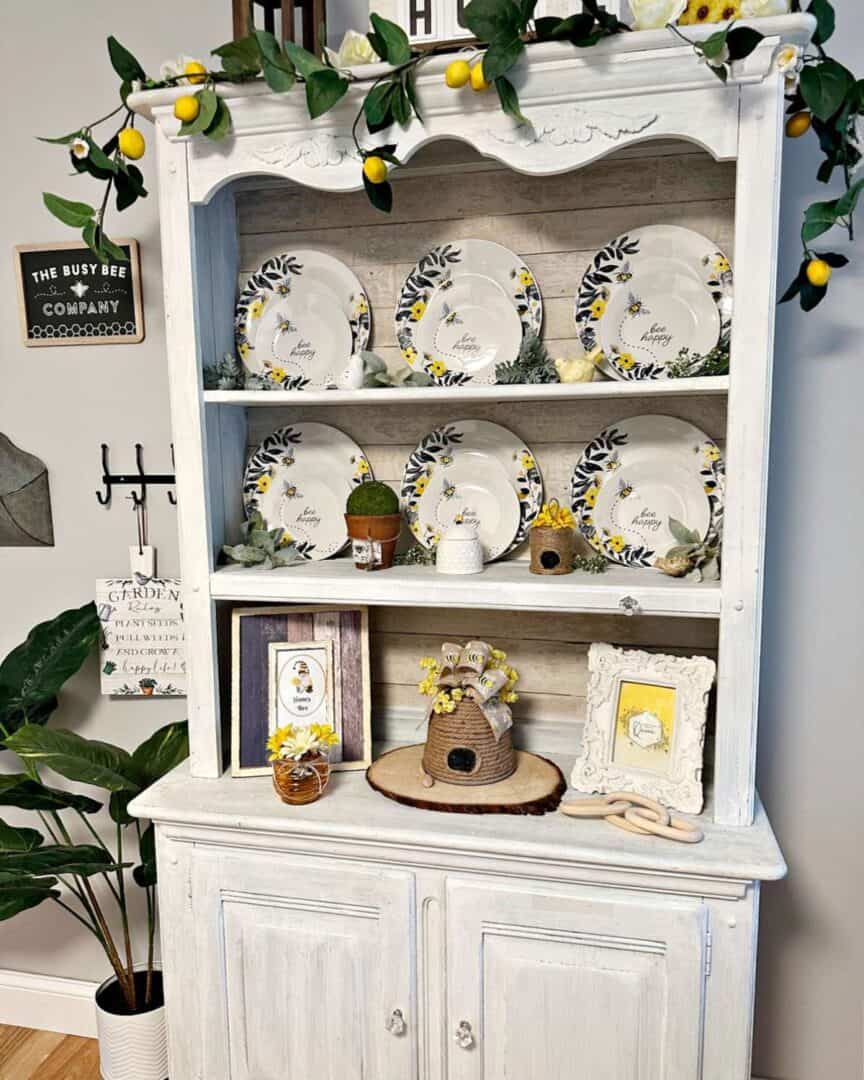 Beautiful Bumble Bee Home Decor On A Farmhouse Hutch