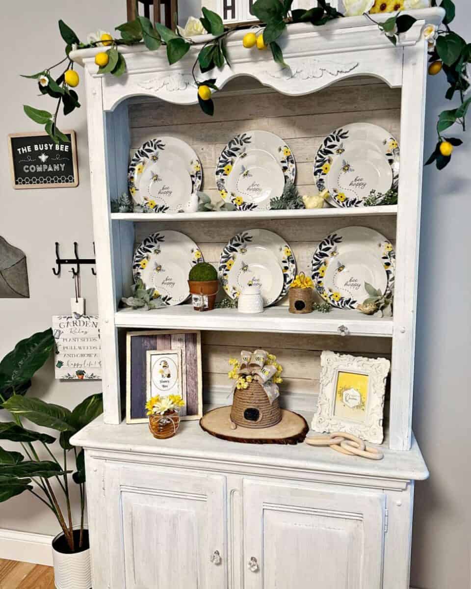 Beautiful Bumble Bee Home Decor On A Farmhouse Hutch