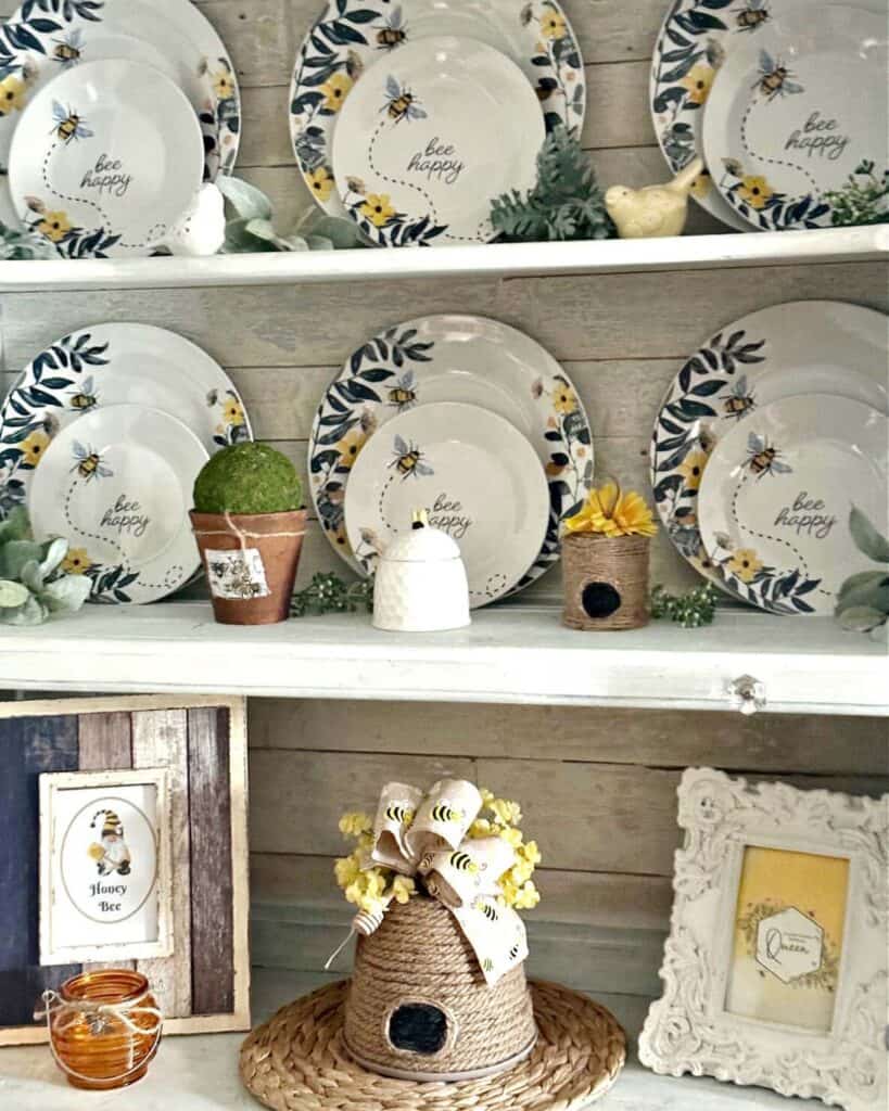 Beautiful Bumble Bee Home Decor On A Farmhouse Hutch