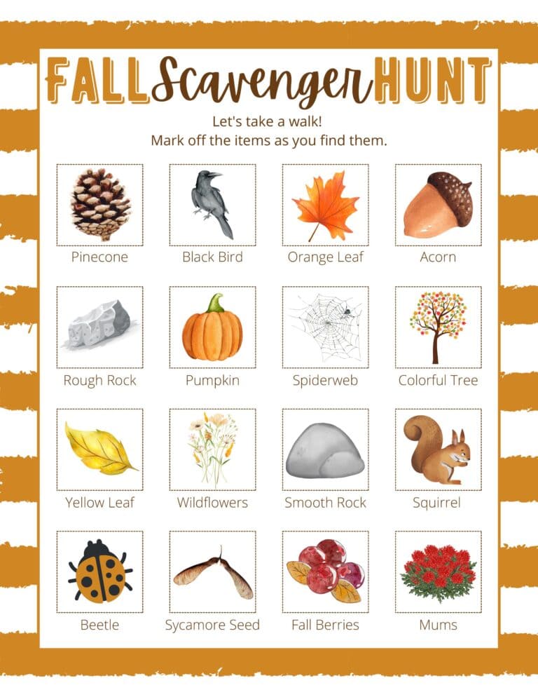 Fun Fall Scavenger Hunt Free Download For Kids