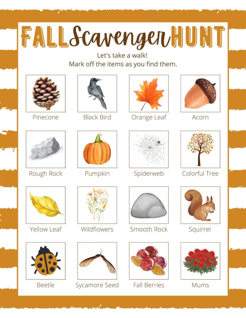 Fun Fall Scavenger Hunt Free Download For Kids