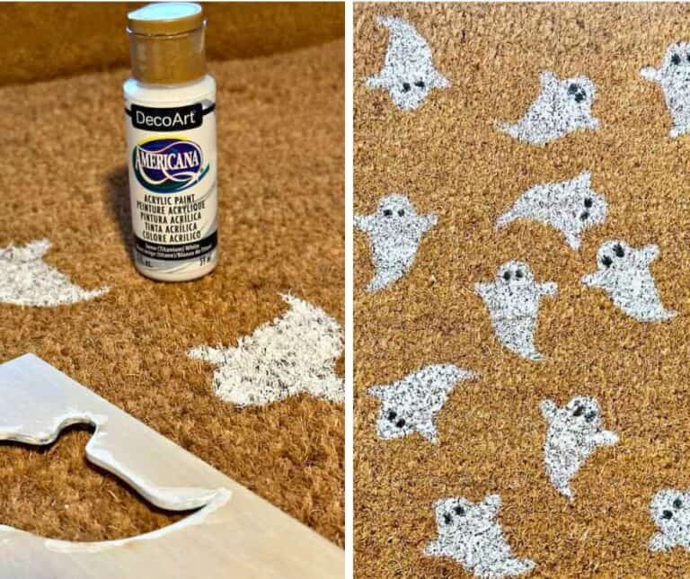 How to Make a Cute Painted Ghost Halloween Doormat For $10!