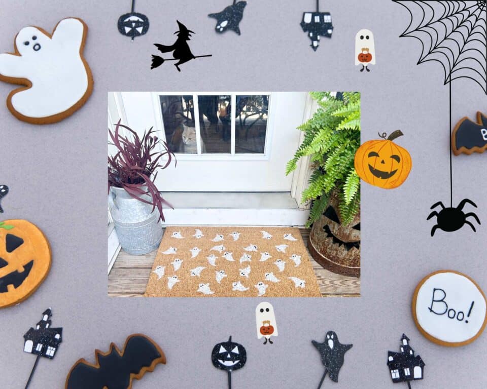 How to Make a Cute Painted Ghost Halloween Doormat For $10!