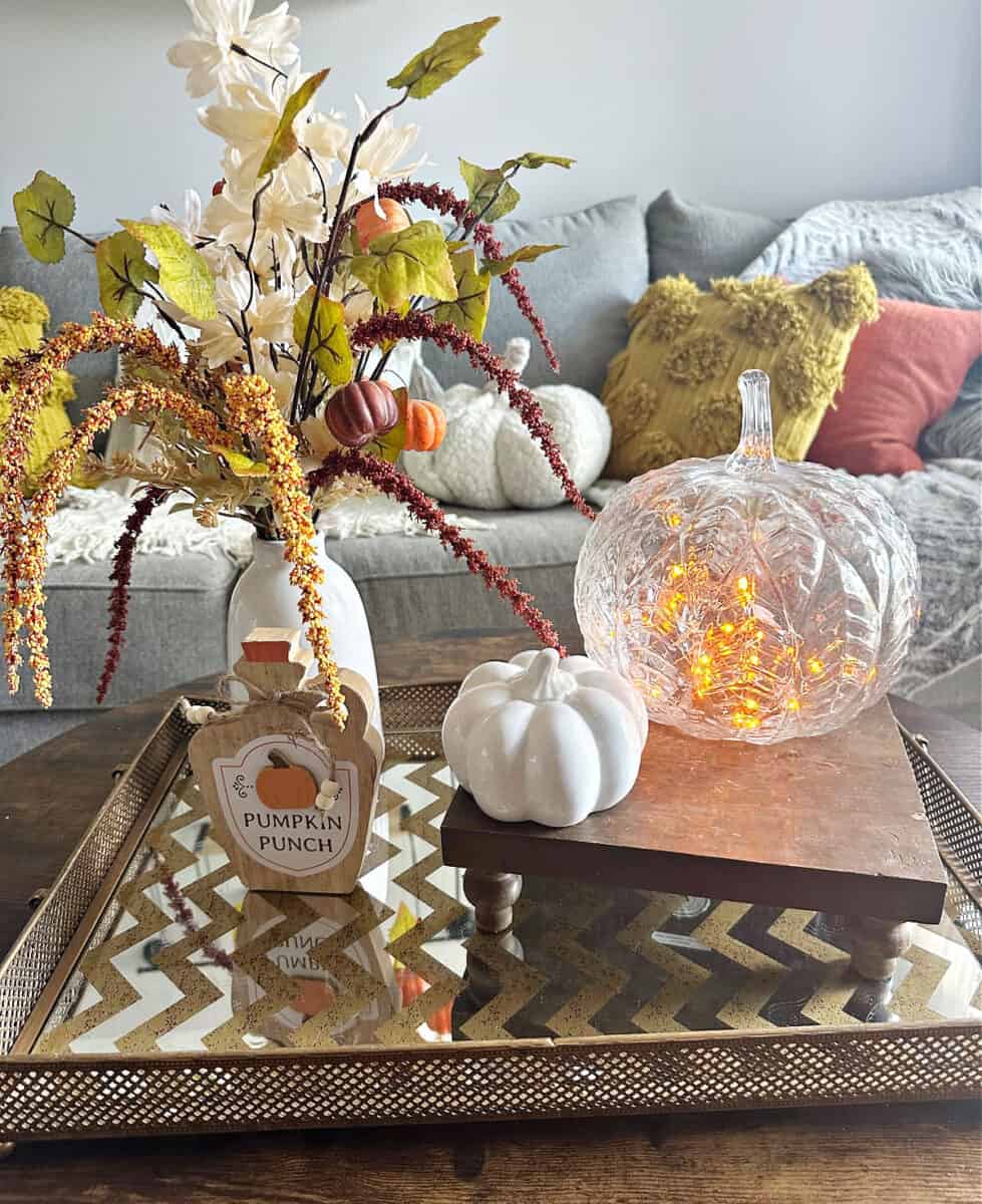 Simple Fall Coffee Table Decor - Thrifty Style Team