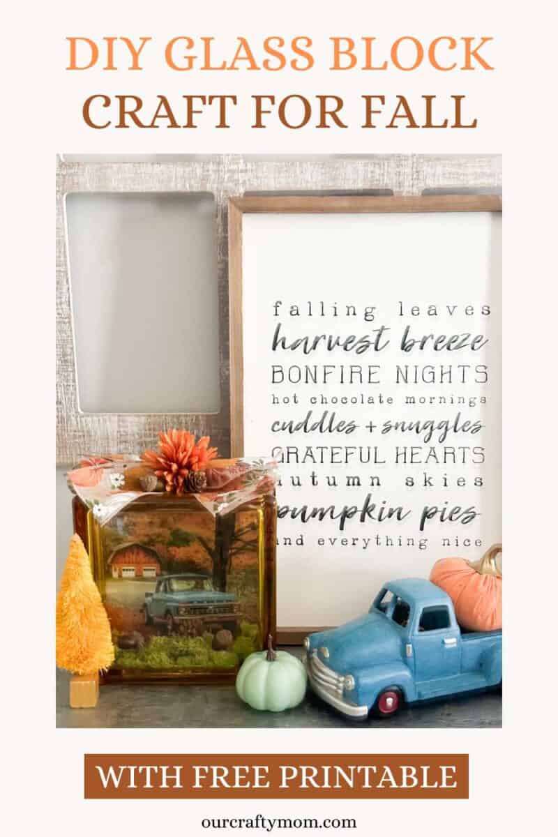 Gorgeous Glass Block Crafting with Free Fall Truck Printable