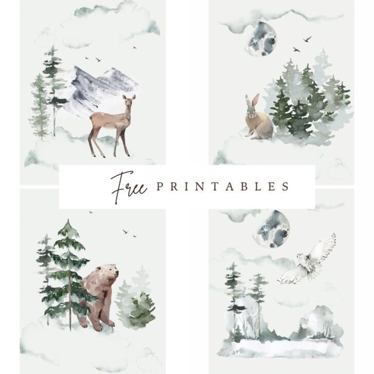 Free Winter Printables With A Watercolor Woodland Theme