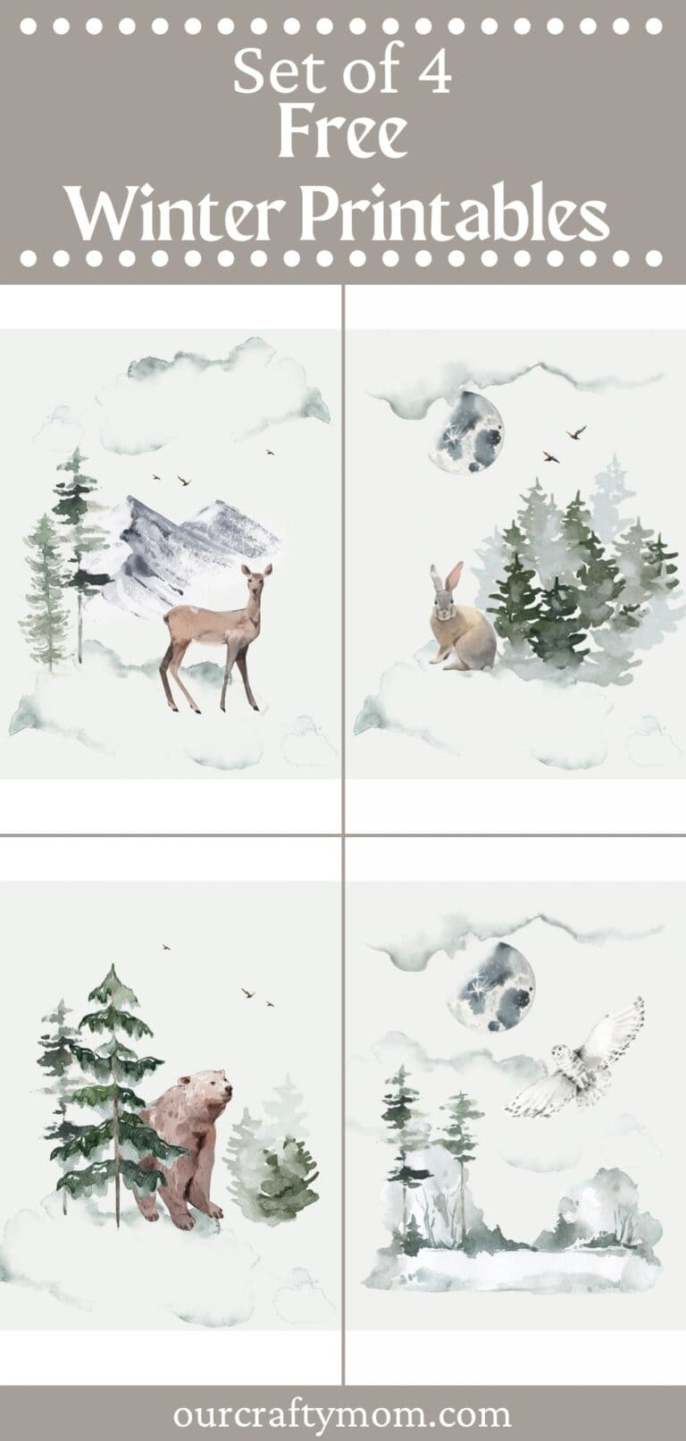 Free Winter Printables With A Watercolor Woodland Theme