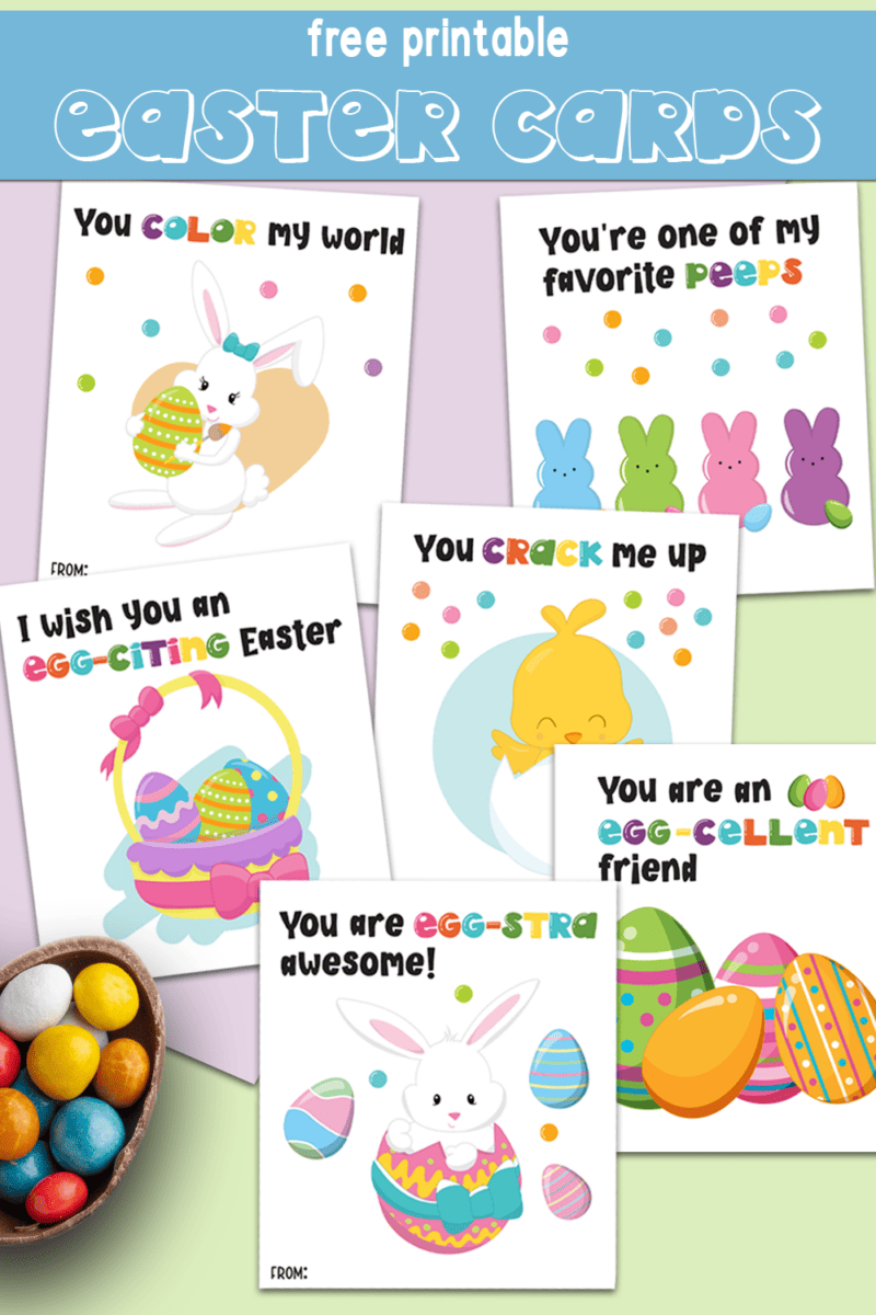 Set of 6 Free Printable Easter Cards for Kids
