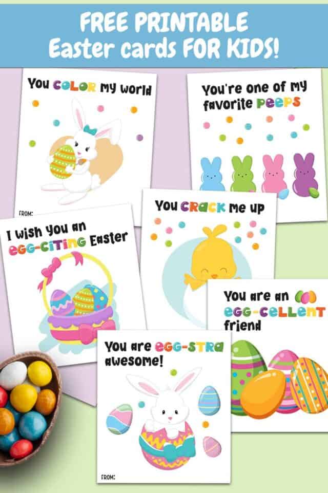 Set of 6 Free Printable Easter Cards for Kids