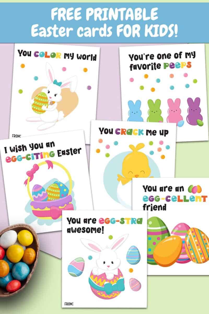 Set of 6 Free Printable Easter Cards for Kids