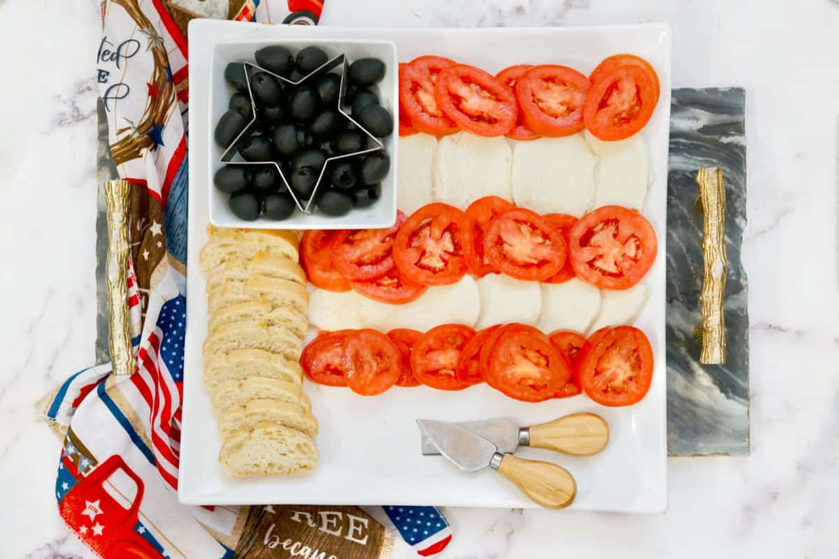 Patriotic American Flag Fresh Mozzarella Cheese Tray