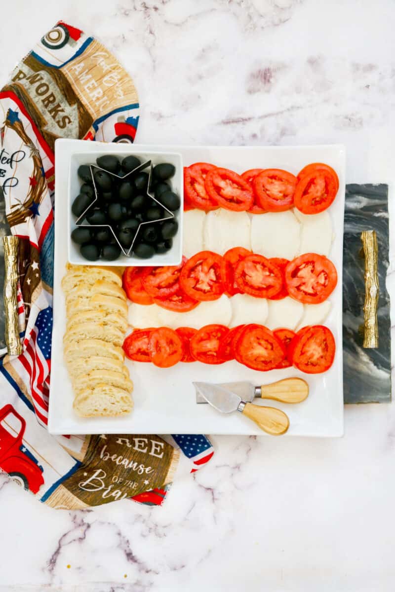 Patriotic American Flag Fresh Mozzarella Cheese Tray