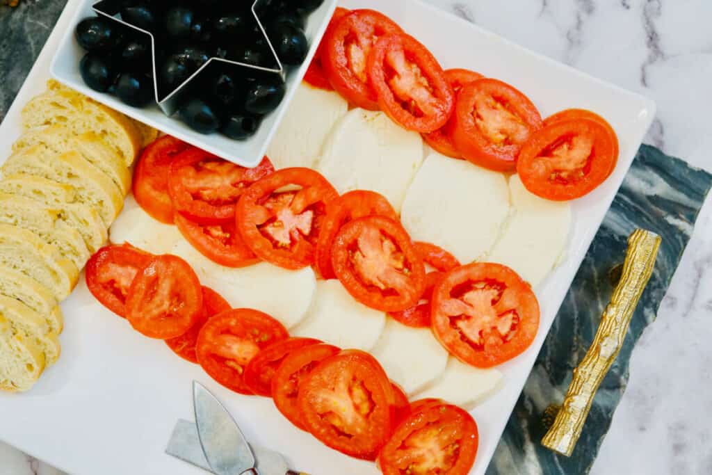 Patriotic American Flag Fresh Mozzarella Cheese Tray