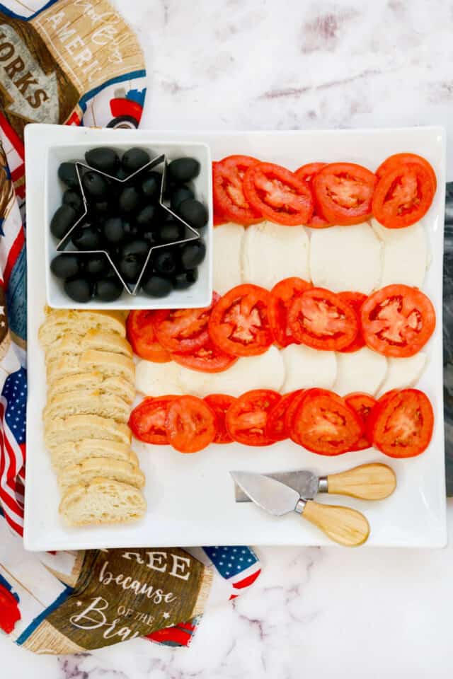 Patriotic American Flag Fresh Mozzarella Cheese Tray