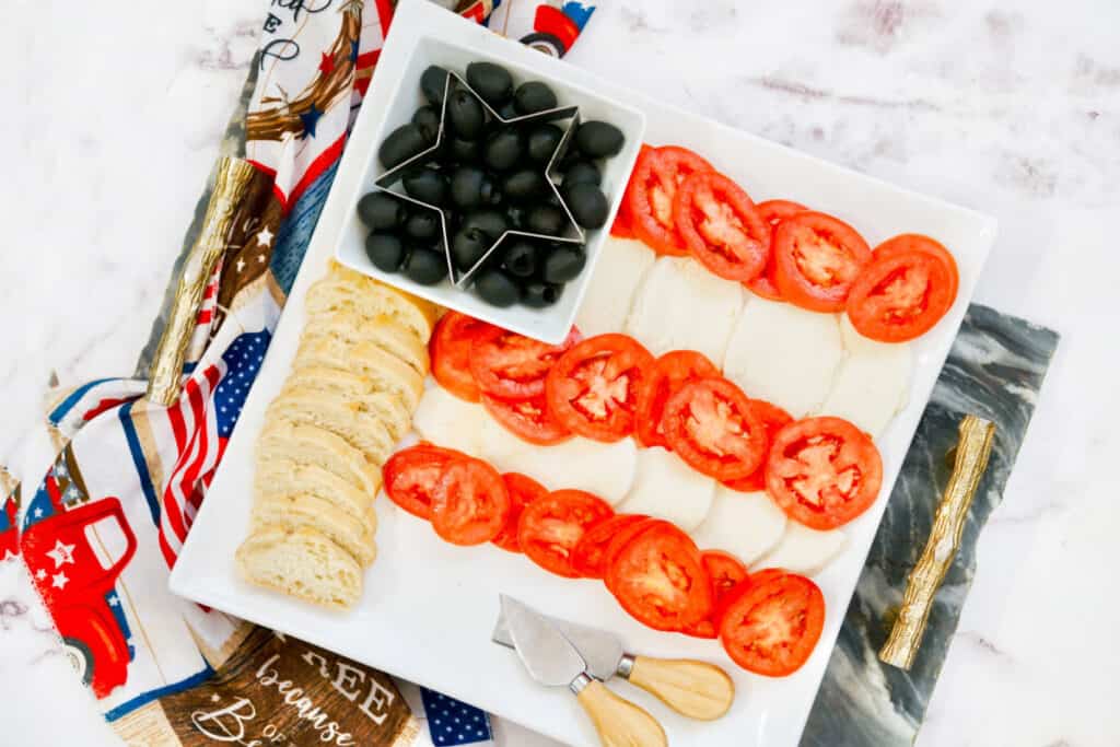 Patriotic American Flag Fresh Mozzarella Cheese Tray