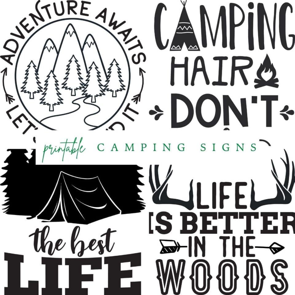 Free Camping Signs Printable Set of 4