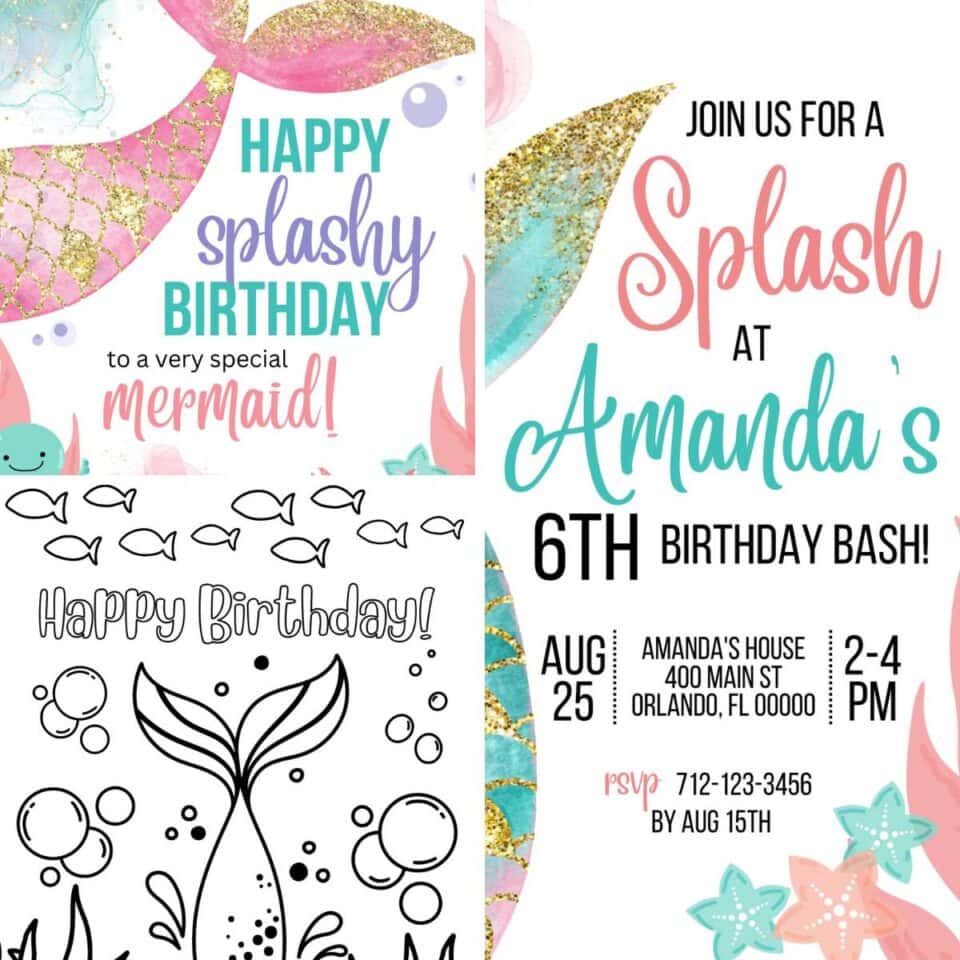 Mermaid Birthday Invitations That You Can Customize and Print