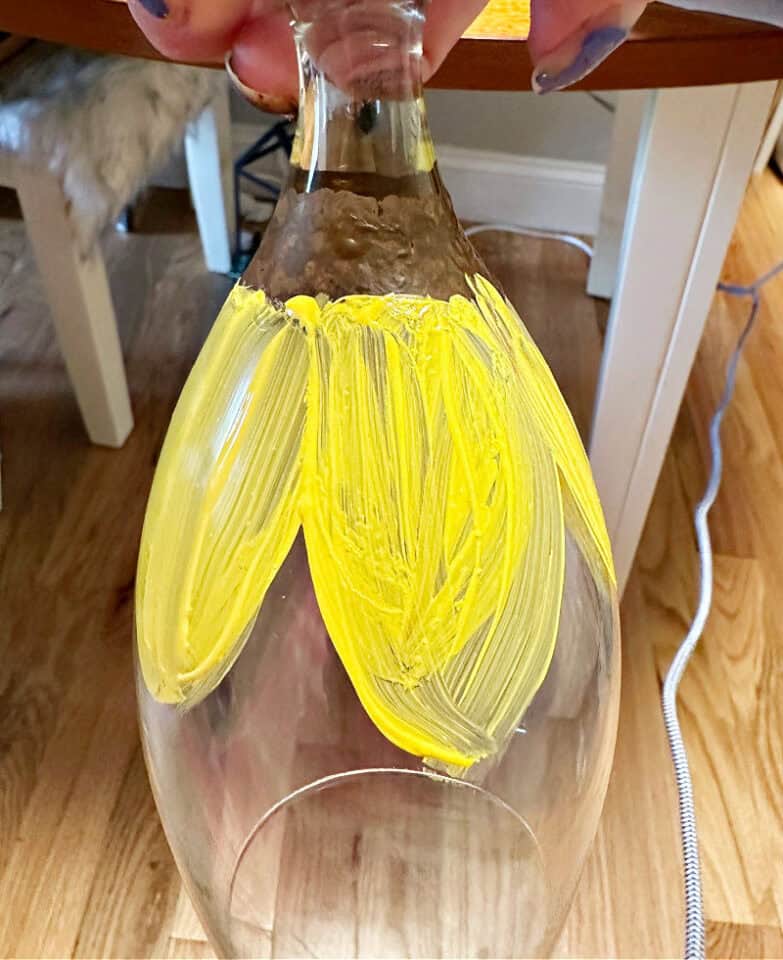 Beautiful DIY Sunflower Glass Painting On Wine Glasses