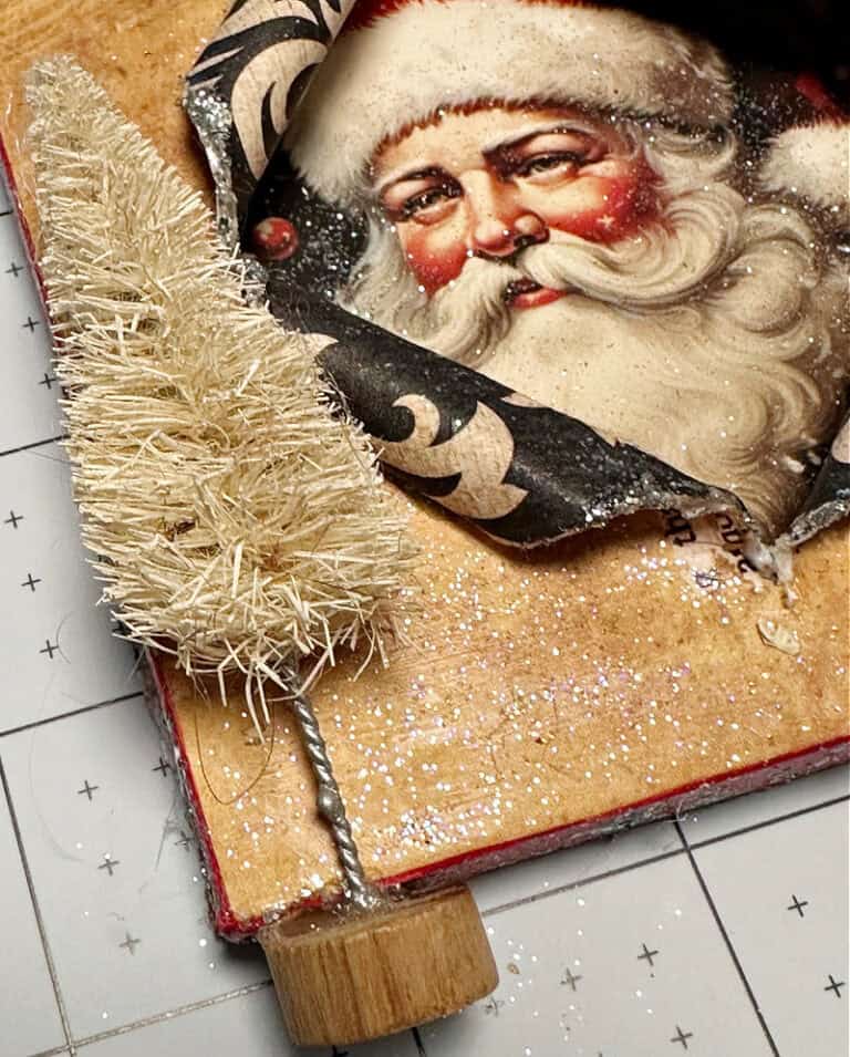 How to Make Easy Mini Busted Canvas Vintage Santa Ornaments
