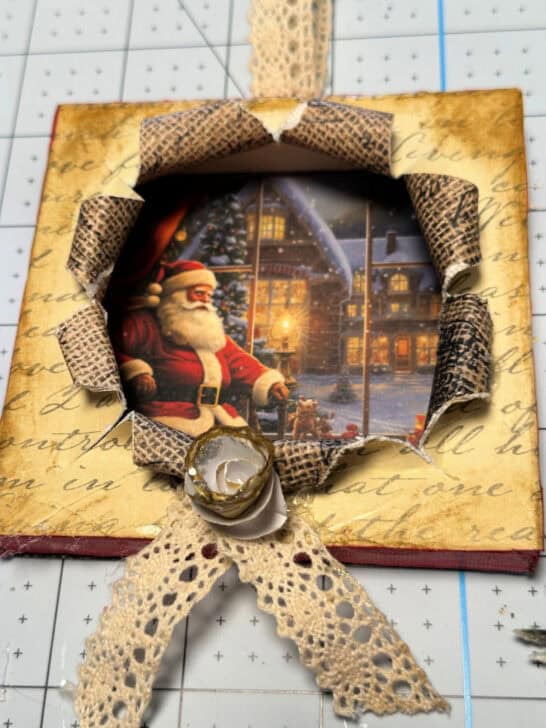 How to Make Easy Mini Busted Canvas Vintage Santa Ornaments