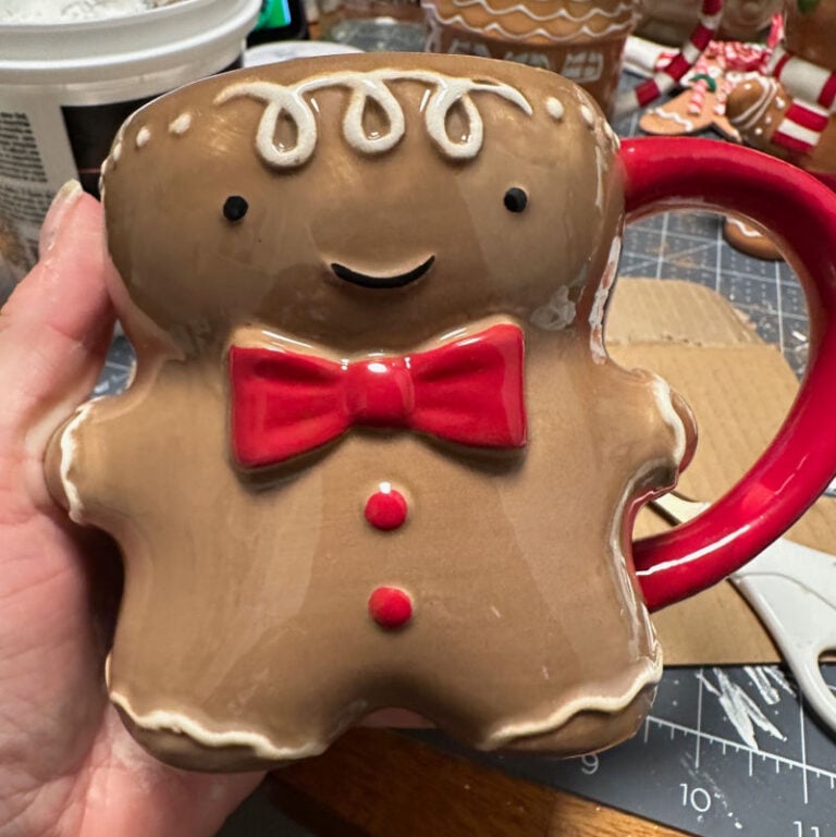 DIY Gingerbread Mugs with Faux Whipped Cream Toppers