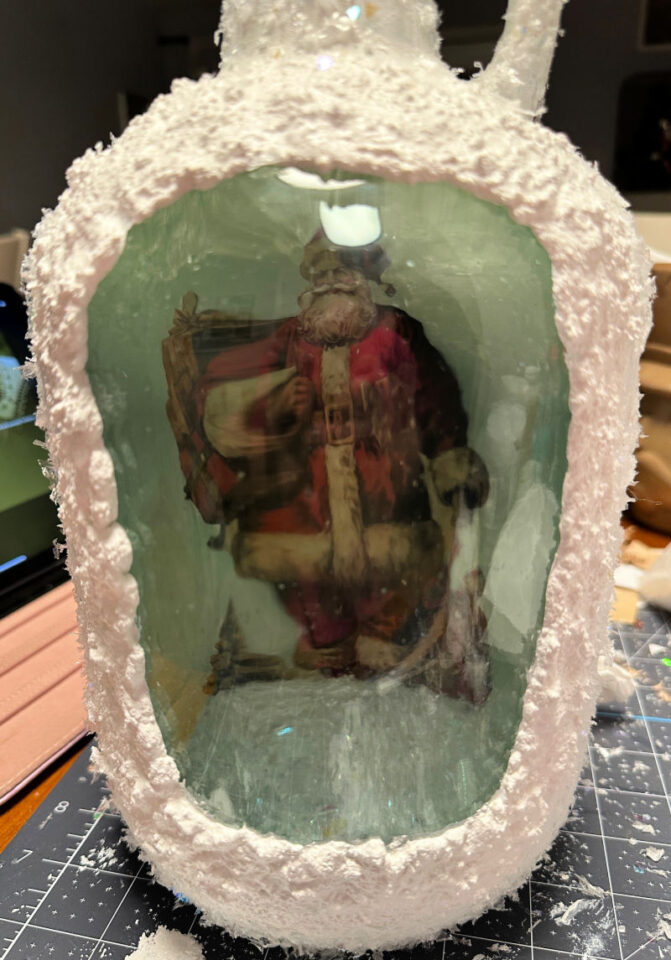 How to Reverse Decoupage on Glass (Lighted Christmas Jar)